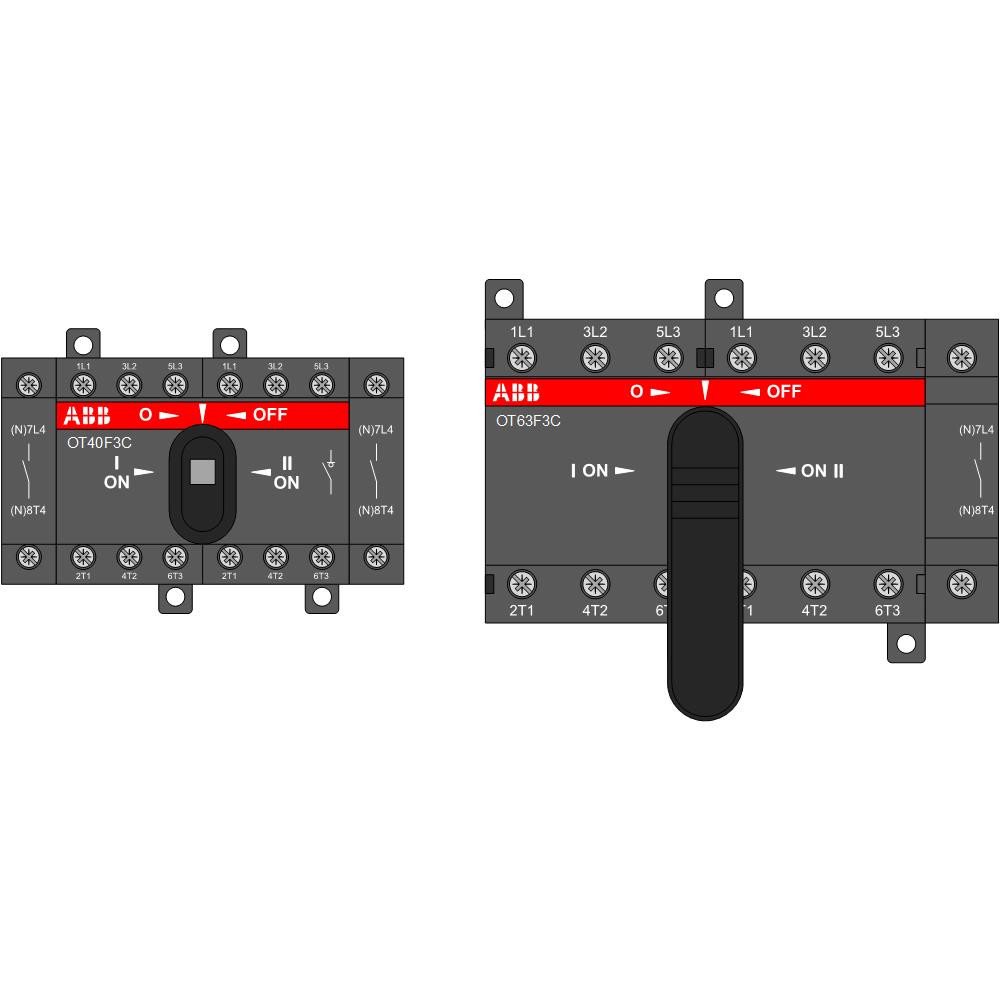 Фигура визио (stencil). Рубильники реверсивные OT16..40F3C, OT63..80F3C ...